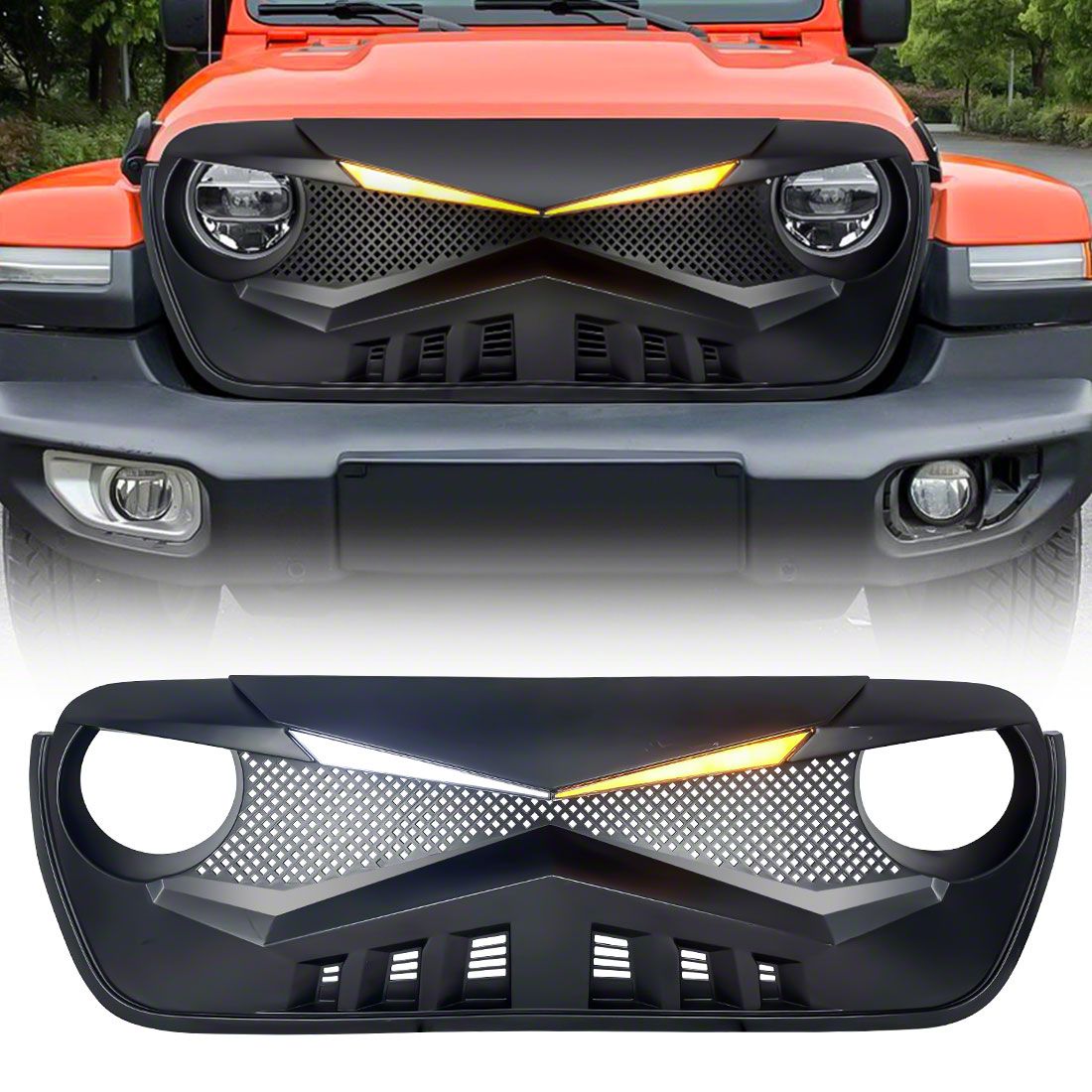 American Modified Jeep Gladiator Hawke Grille with LED Eyebrow ...