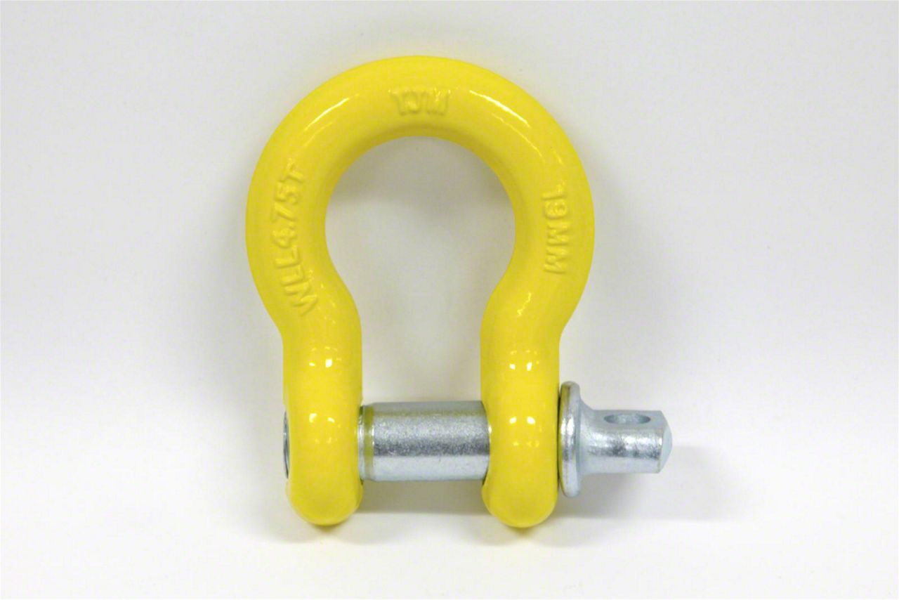 TJM Bronco 19mm OX Bow Shackle; Yellow 867OXBOW19S - Free Shipping