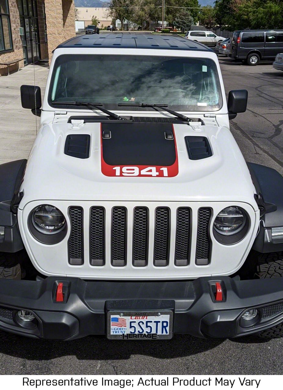 Jeep Wrangler V3 Hood Stripe with 1941 Logo; Matte Black with Matte ...