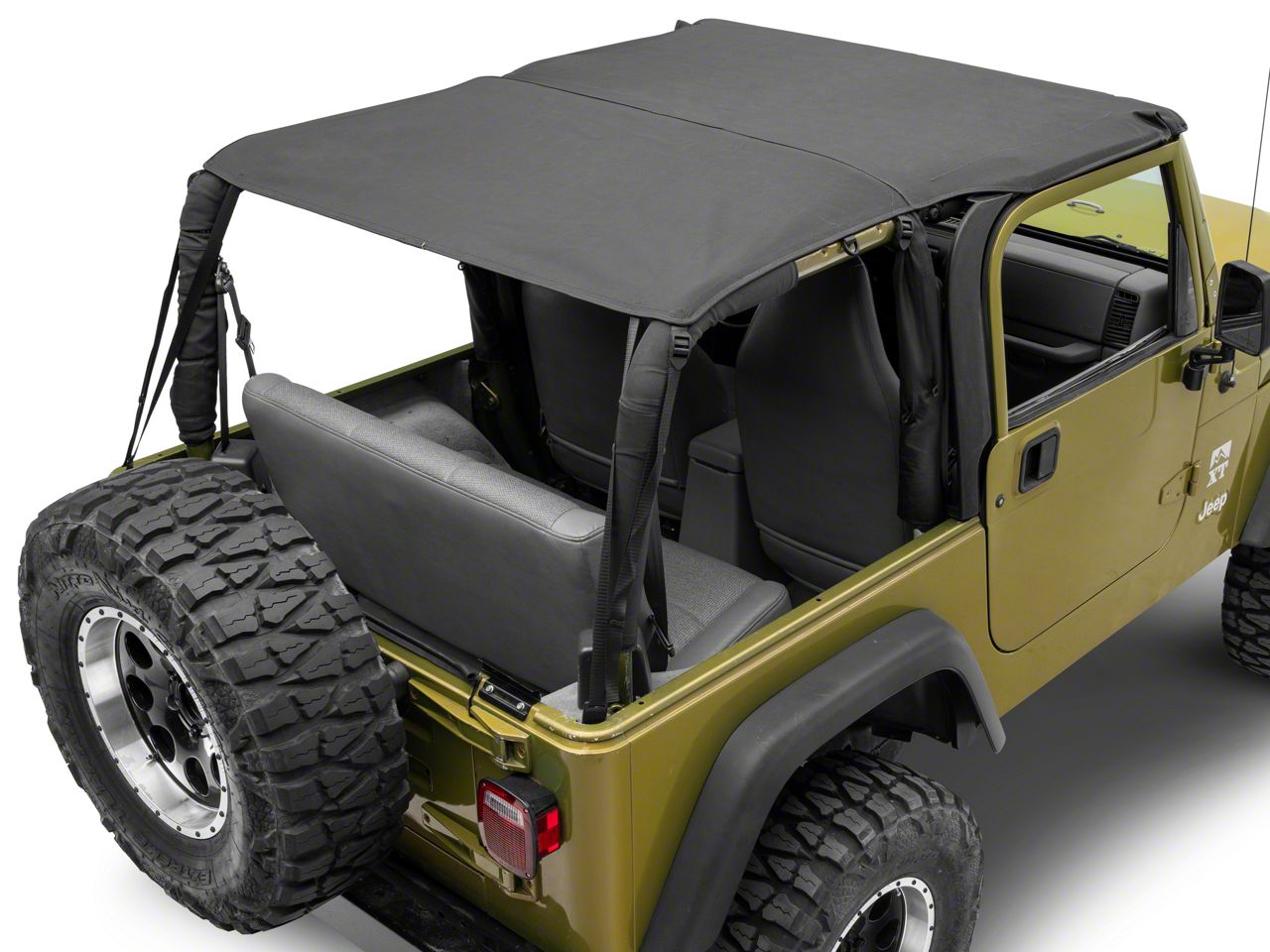 RedRock Jeep Wrangler Extended Bikini Top; Black Diamond J181077 (97-06 ...