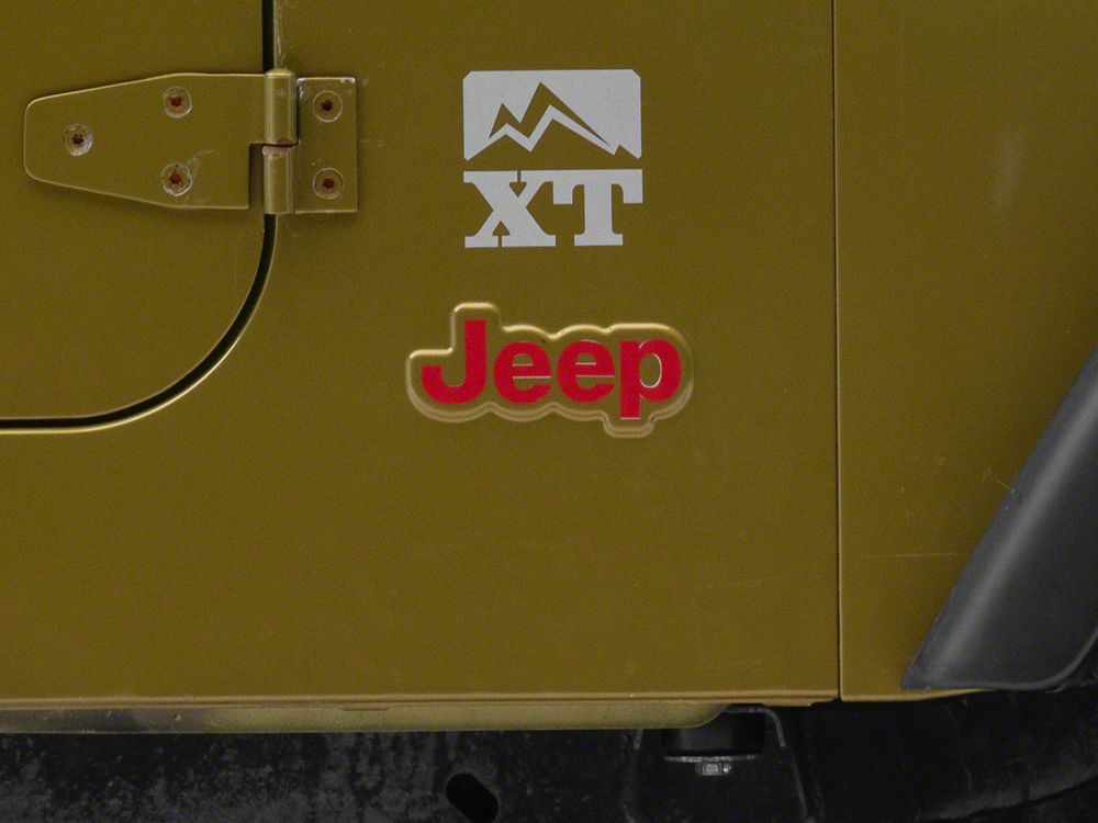 Jeep Licensed by RedRock Side Logo; Red (97-06 Jeep Wrangler TJ) | RedRock