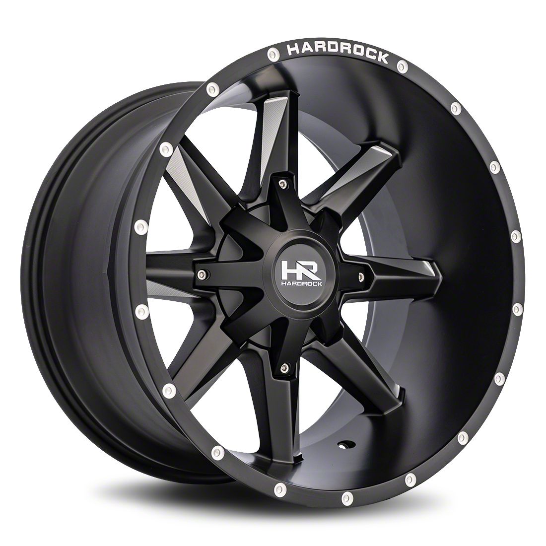 Hardrock Offroad Jeep Wrangler Hardcore Satin Black Milled Wheel; 20x12 ...