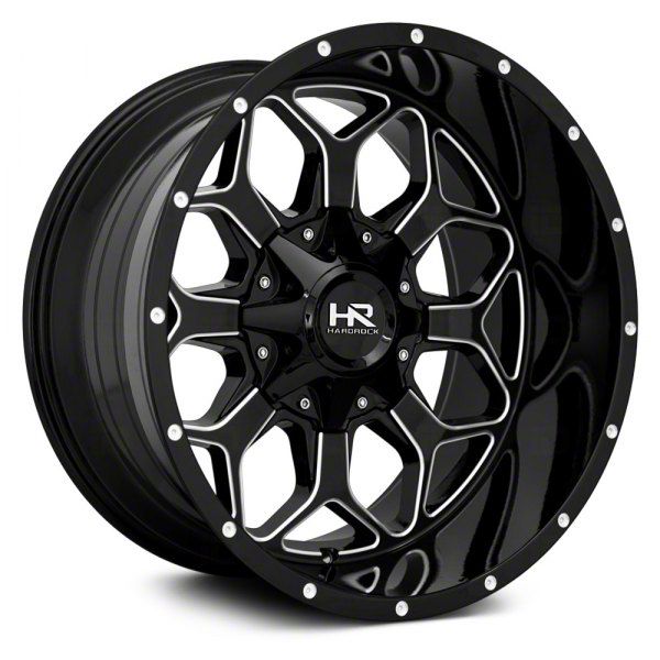 Hardrock Offroad Jeep Wrangler Indestructible Gloss Black Milled Wheel ...