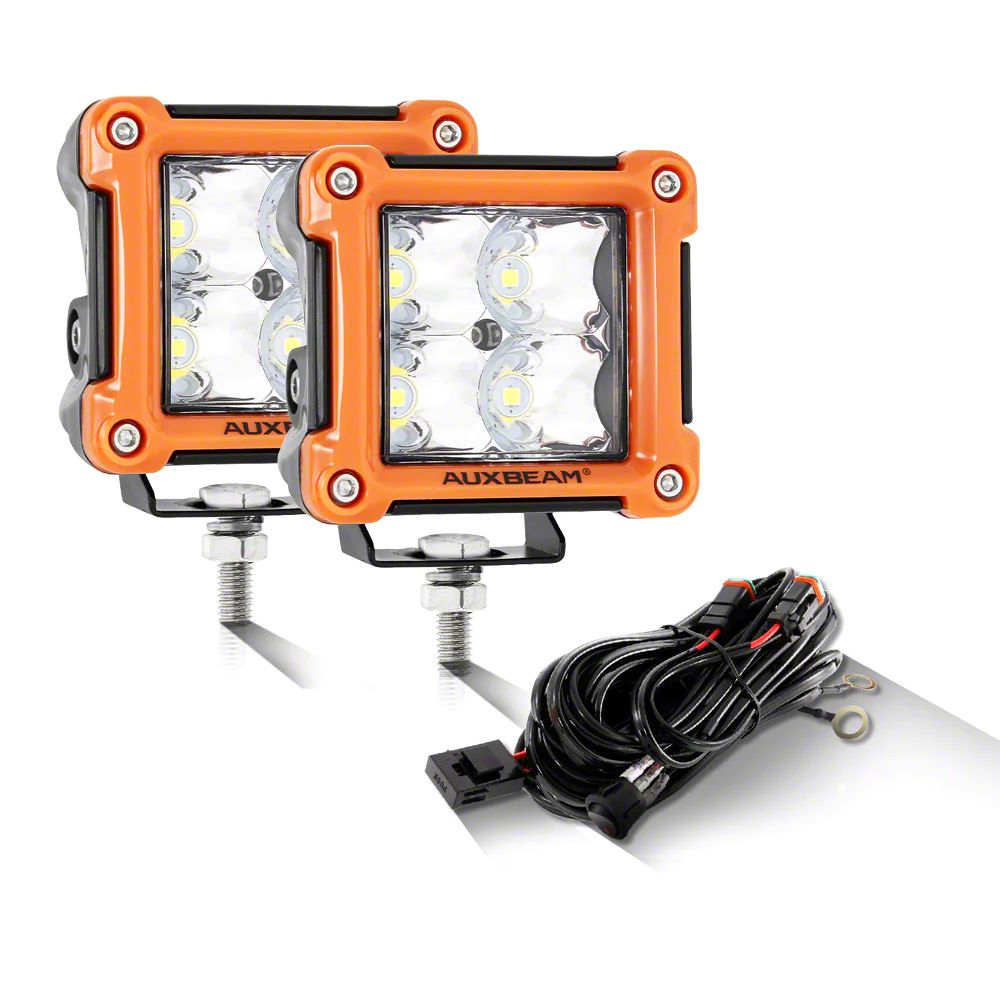 Jeep Grand Cherokee 3-Inch LED Pod Lights with Orange Frame; Spot Beam ...