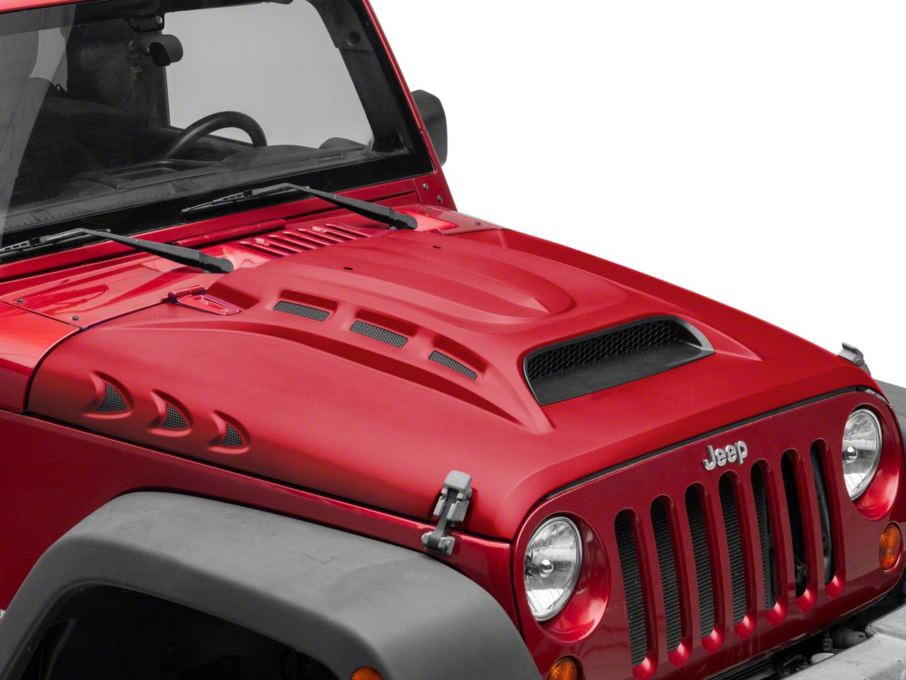 Jeep Wrangler Piranha Series Hood with Functional Air Vents; Unpainted ...