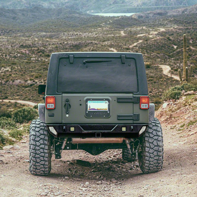 Fly Offroad Jeep Wrangler Rear Bumper; Black Textured B124-12201 (07-18 Jeep Wrangler JK) - Free ...