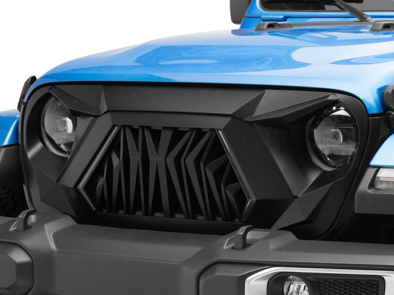 Jeep Gladiator G1 Angry Series Grille with Turn Signals; Matte Black ...