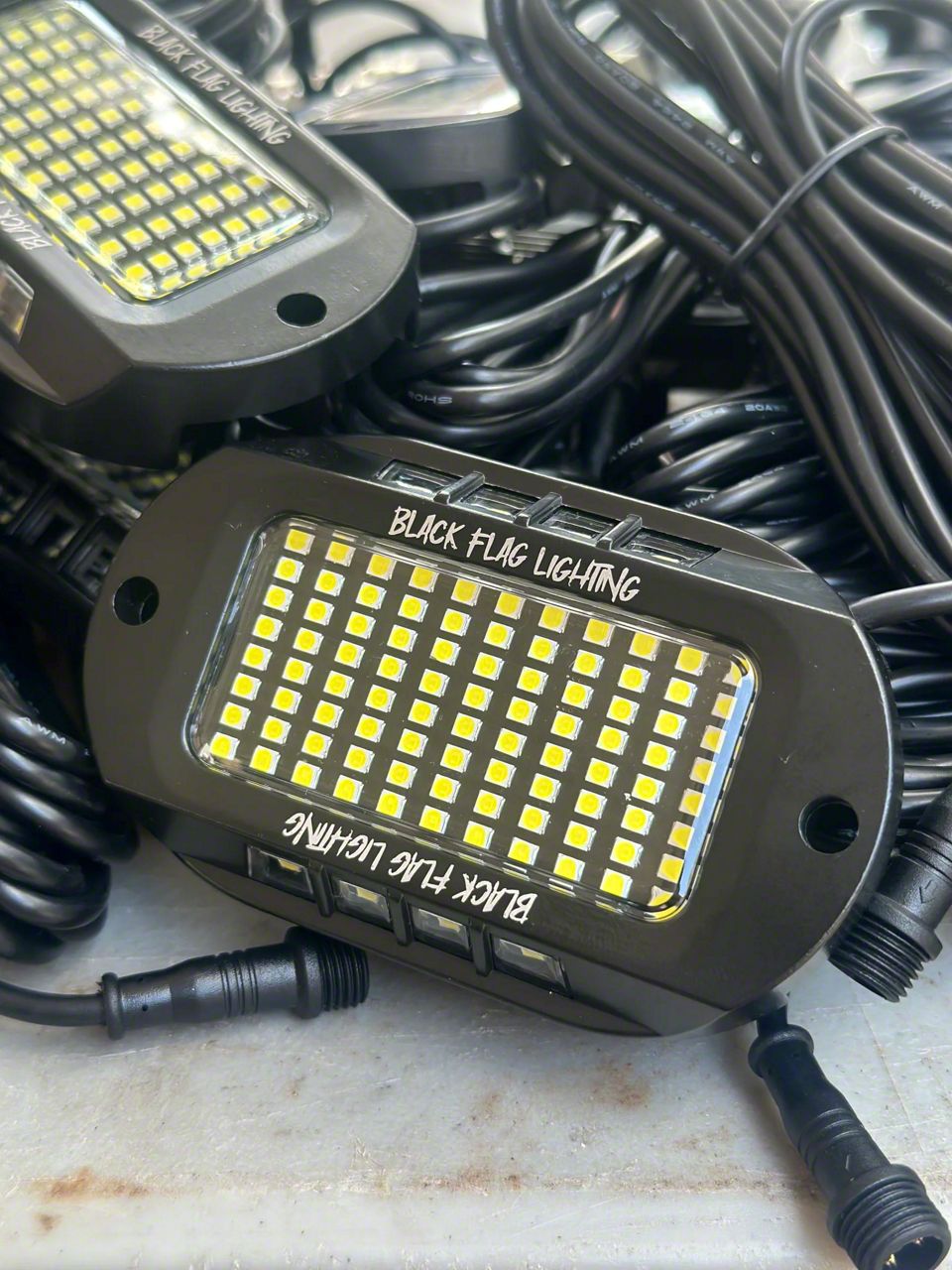 Black Flag Lighting Bronco 104 LED Chip Pure White Rock Lights with ...