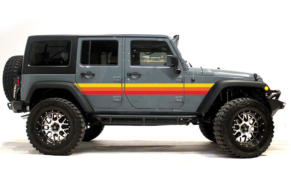 Jeep Wrangler Retro Side Stripes; Yellow/Orange/Red (07-18 Jeep ...
