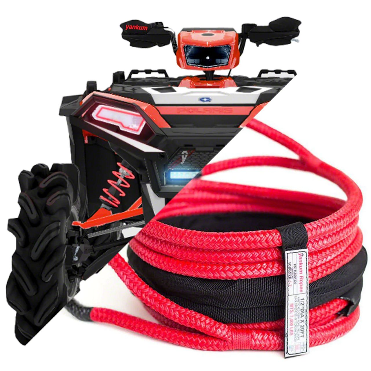 Yankum Ropes Jeep Gladiator 1/2-Inch x 20-Foot Kinetic Rope FLC005020 ...