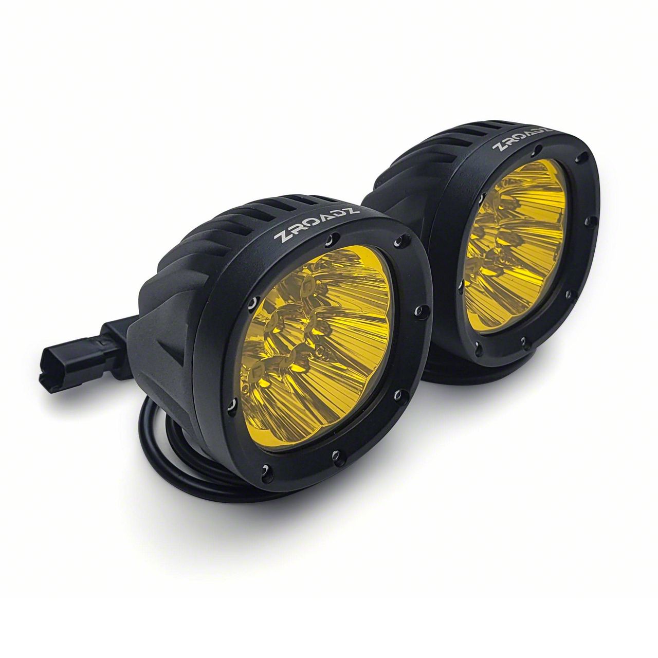 ZRoadz Jeep Cherokee R1 Series 4-Inch Round Amber LED Lights; Flood ...