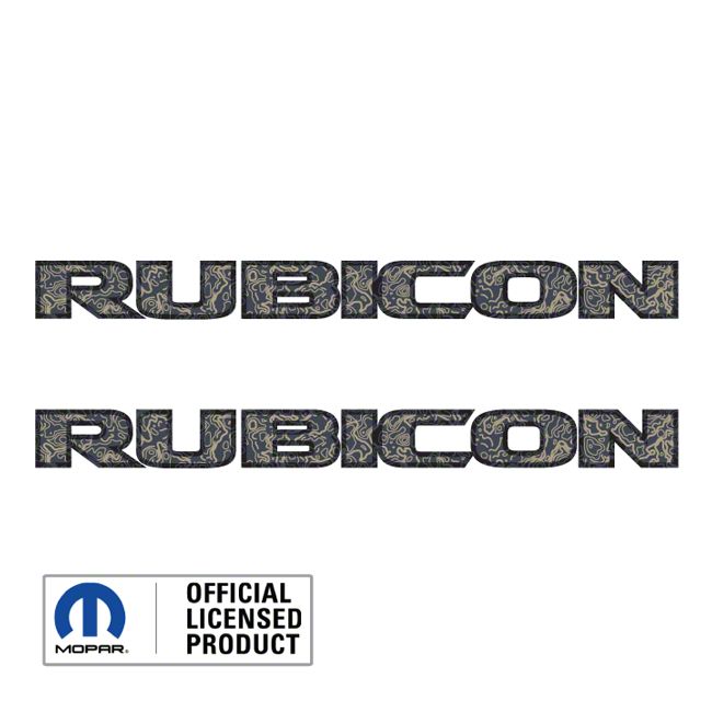Jeep Wrangler RUBICON Hood Decal; Topographical Bright Gray with Tan ...