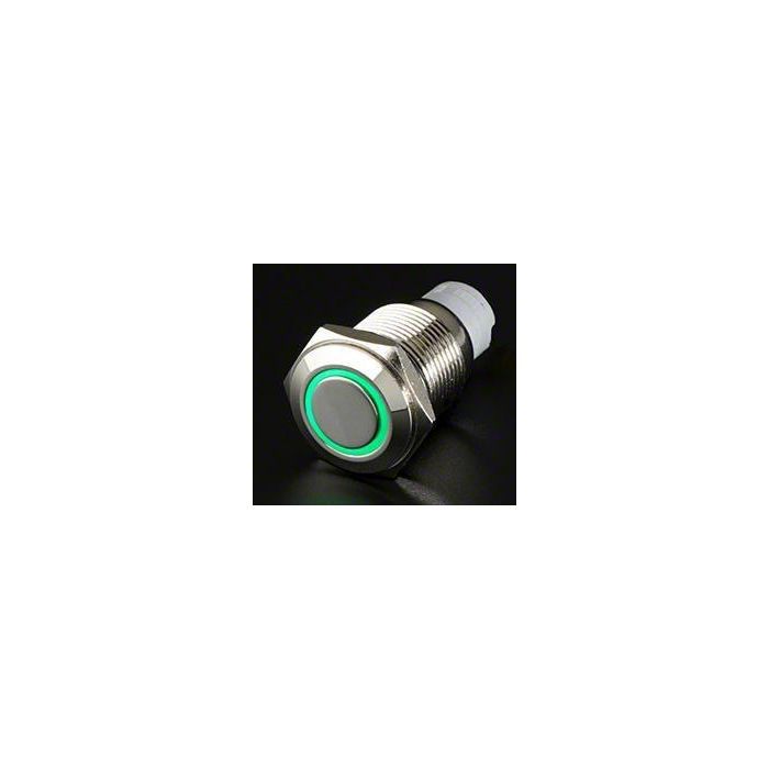 Quake LED Frontier Momentary Flush Mount Switch; Chrome/Green QRS733 ...