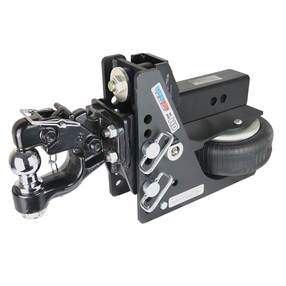Shocker Hitch Bronco Max Black HD 20K Air Hitch Pintle and Ball Combo ...