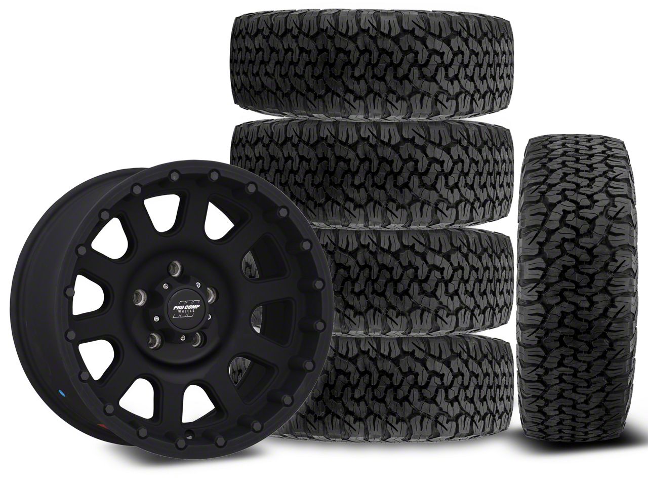 Jeep Wrangler Pro Comp 32 Series Bandido Flat Black; 17x9 Wheel & BF ...