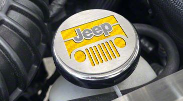 Jeep Wrangler Underhood Dress-up Caps with Jeep Logo; Yellow Carbon ...
