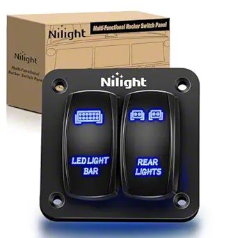 Nilight Tundra 2-Gang Aluminum Rocker Switch Panel with LED Light Bar ...