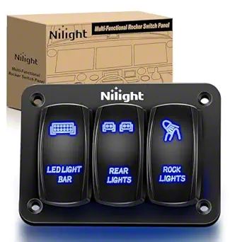Nilight Tundra 3-Gang Aluminum Rocker Switch Panel with LED Light, Rear ...