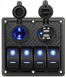 Nilight Jeep Gladiator 4-Gang Rocker Switch Panel with USB Charger and ...