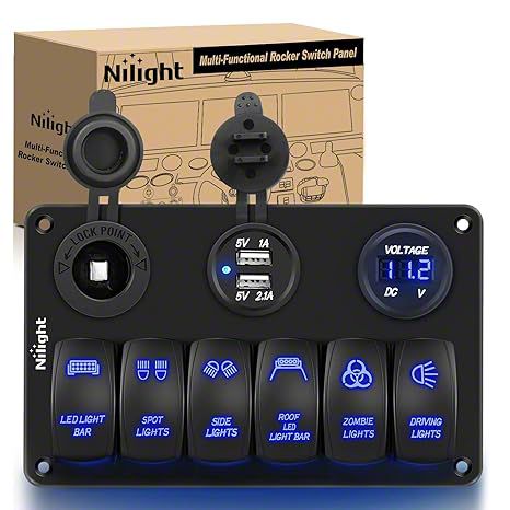 Nilight Jeep Gladiator 6-Gang Aluminum Rocker Switch Panel with USB and ...