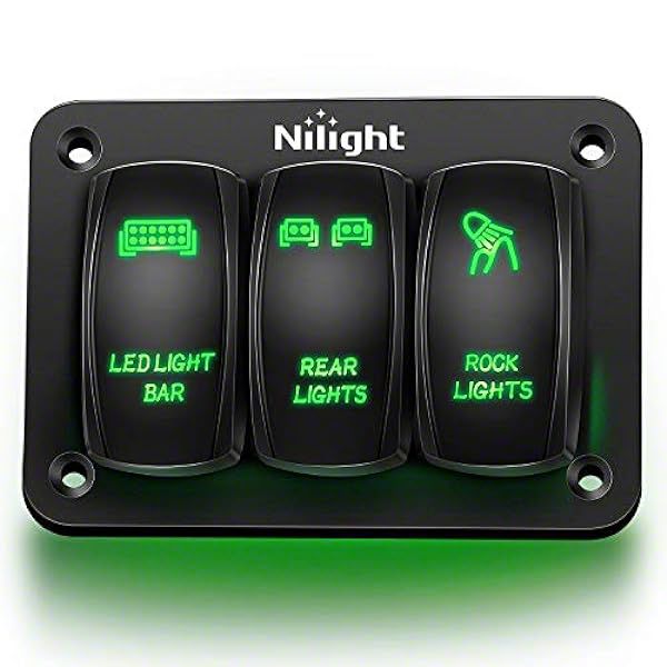 Nilight Jeep Gladiator 3-Gang Aluminum Rocker Switch Panel with Rocker ...