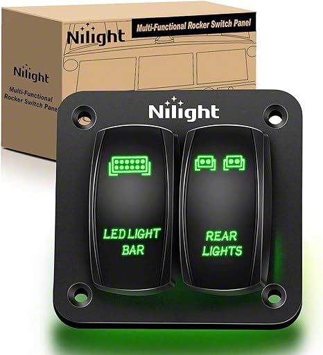 Nilight Jeep Gladiator 2-Gang Aluminum Rocker Switch Panel with LED ...