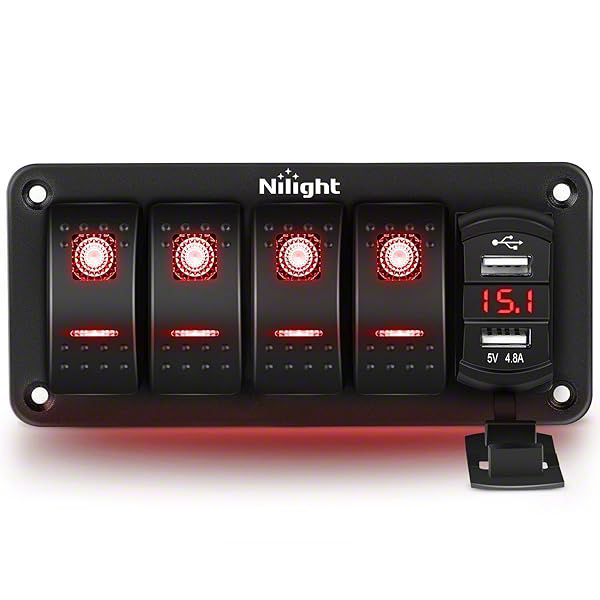 Nilight Tacoma 4-Gang Rocker Switch Panel with Dual USB Chargers and ...