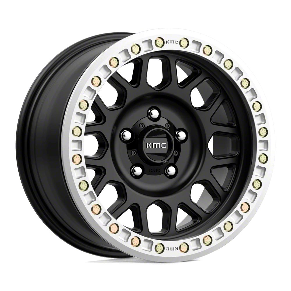 KMC Jeep Wrangler Grenade Desert Beadlock Satin Black Wheel; 20x9 ...