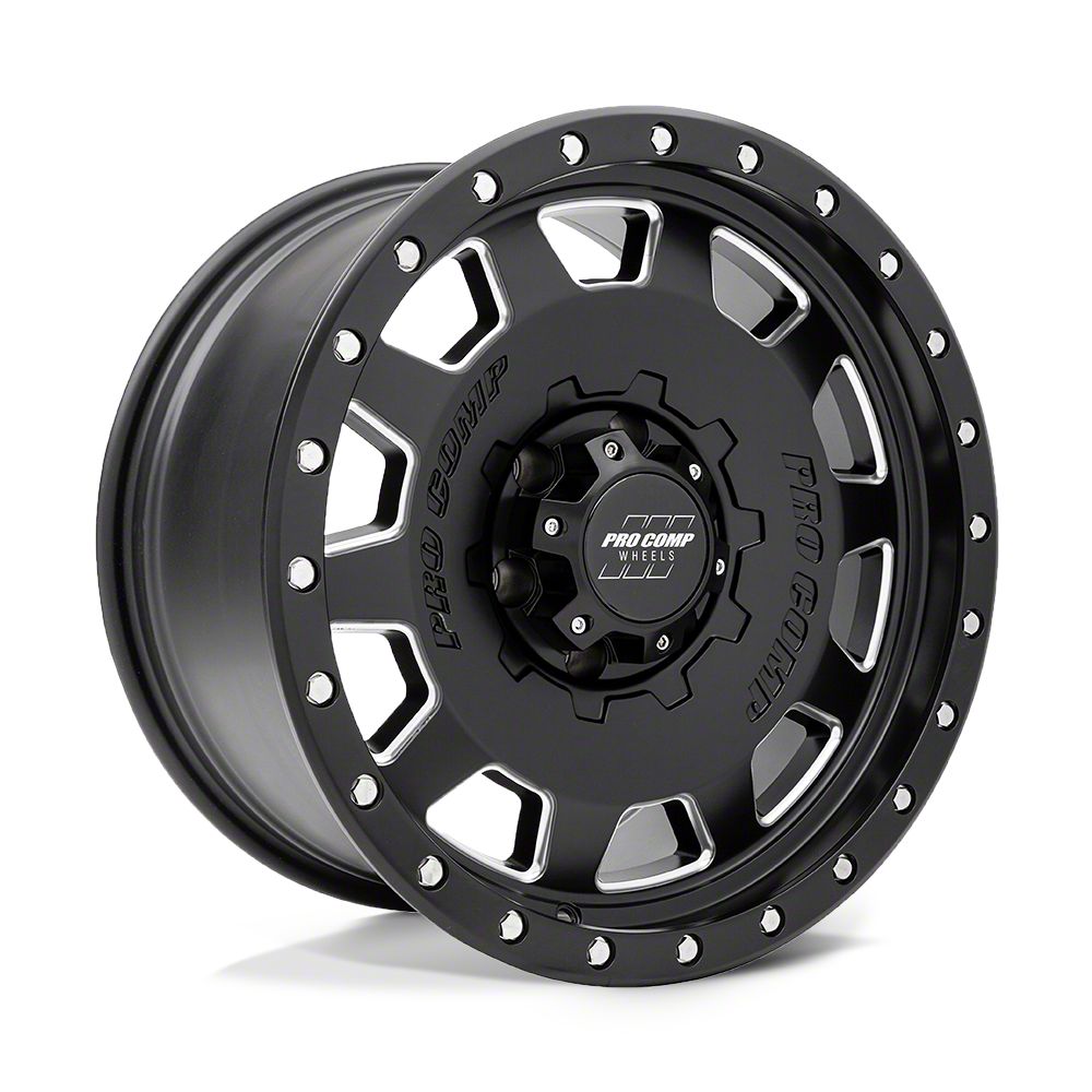 Pro Comp Wheels Jeep Wrangler Hammer Satin Black with Stainless Steel ...