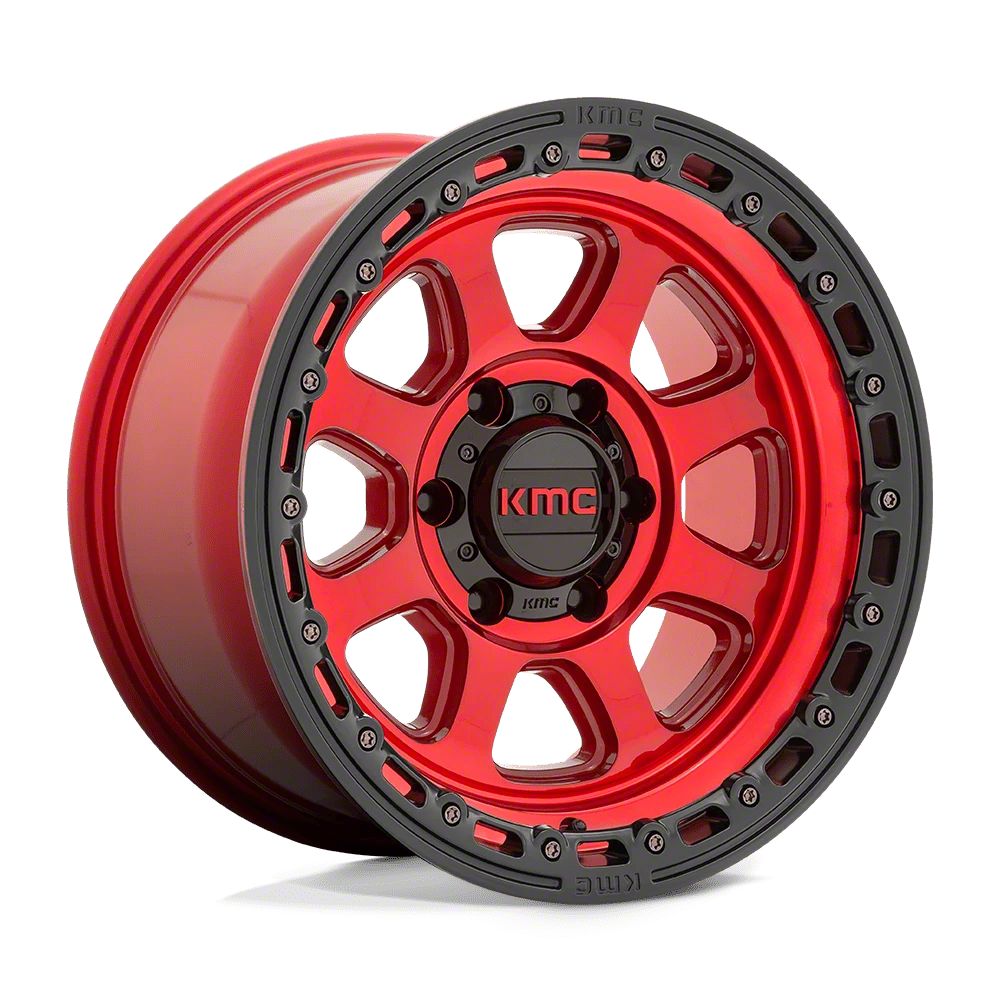 KMC Jeep Wrangler Chase Candy Red with Black Lip Wheel; 17x9 ...