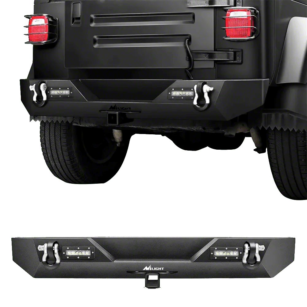 Nilight Jeep Wrangler Rock Crawler Rear Bumper with LED Lights JK-54A ...