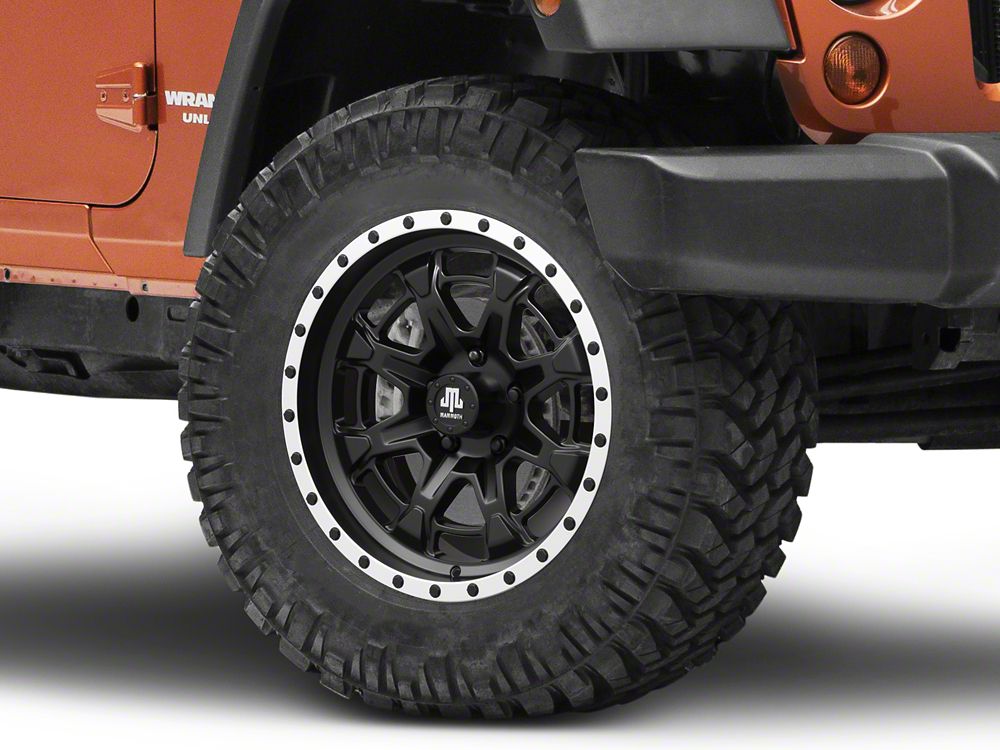 Mammoth Split 16 Beadlock Satin Black with Polished Lip Wheel; 18x9 ...