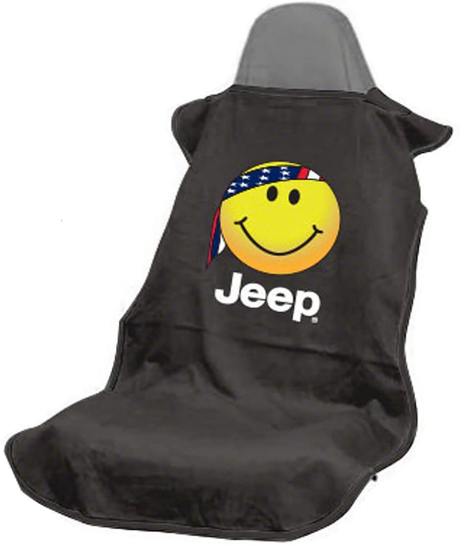 Jeep Gladiator Seat Cover with Jeep Smiley Face; Black (Universal; Some ...