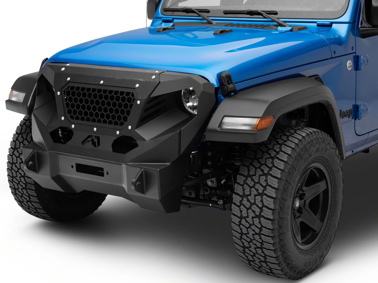 Fab Fours Jeep Gladiator Front Stubby Grumper; Matte Black GR4650-1 (20 ...