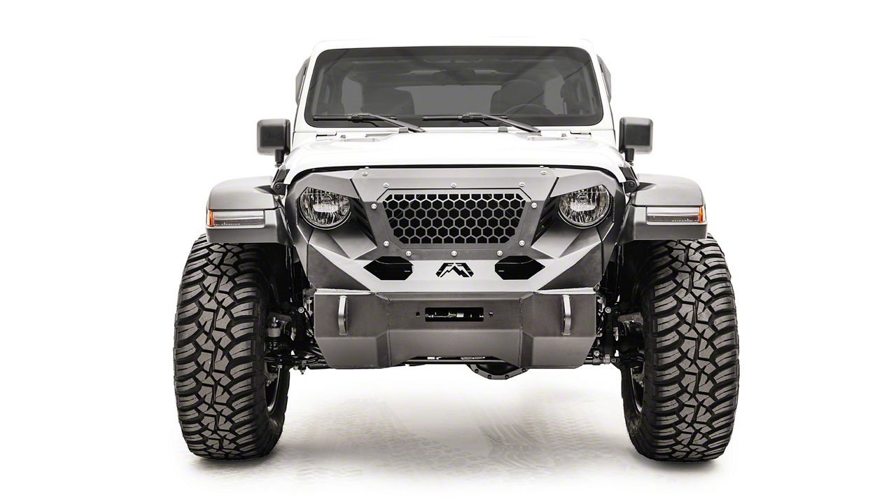 Fab Fours Jeep Wrangler Front Stubby Grumper; Bare Steel GR4650-B (18 ...