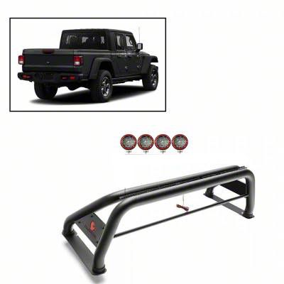 Jeep Gladiator Classic Roll Bar with 5.30-Inch Red Round Flood LED ...