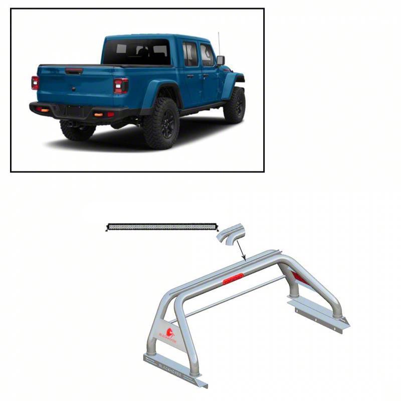 Jeep Gladiator Classic Roll Bar with 50-Inch LED Light Bar; Stainless ...