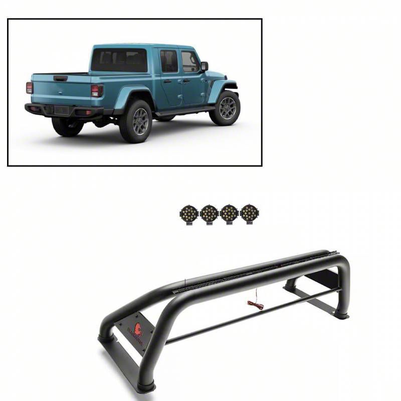 Jeep Gladiator Classic Roll Bar with 7-Inch Black Round LED Lights ...