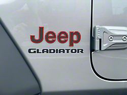 Jeep Gladiator Tailgate Letter Overlays; Black with Red Outline (20-24 ...