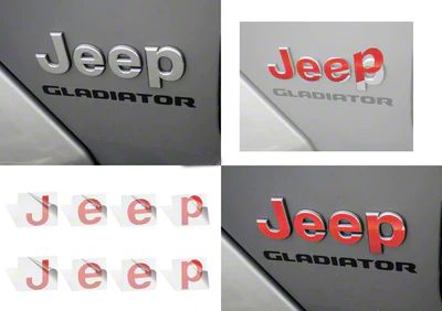 Jeep Gladiator JEEP Fender Emblem Overlay Decals; Reflective Red (20-24 ...