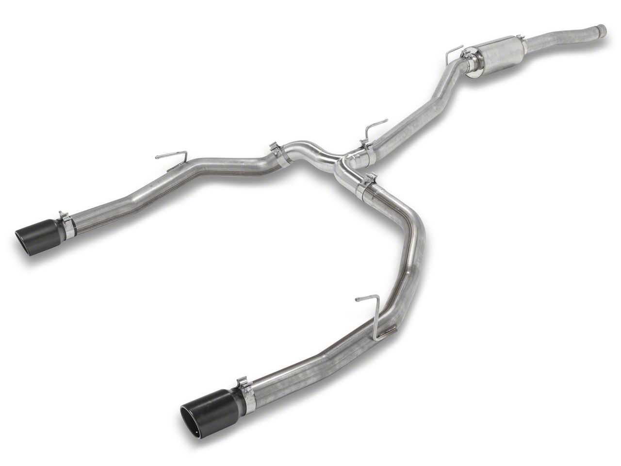 RedRock Jeep Gladiator Dual Exhaust System with Black Tips; Rear Exit ...