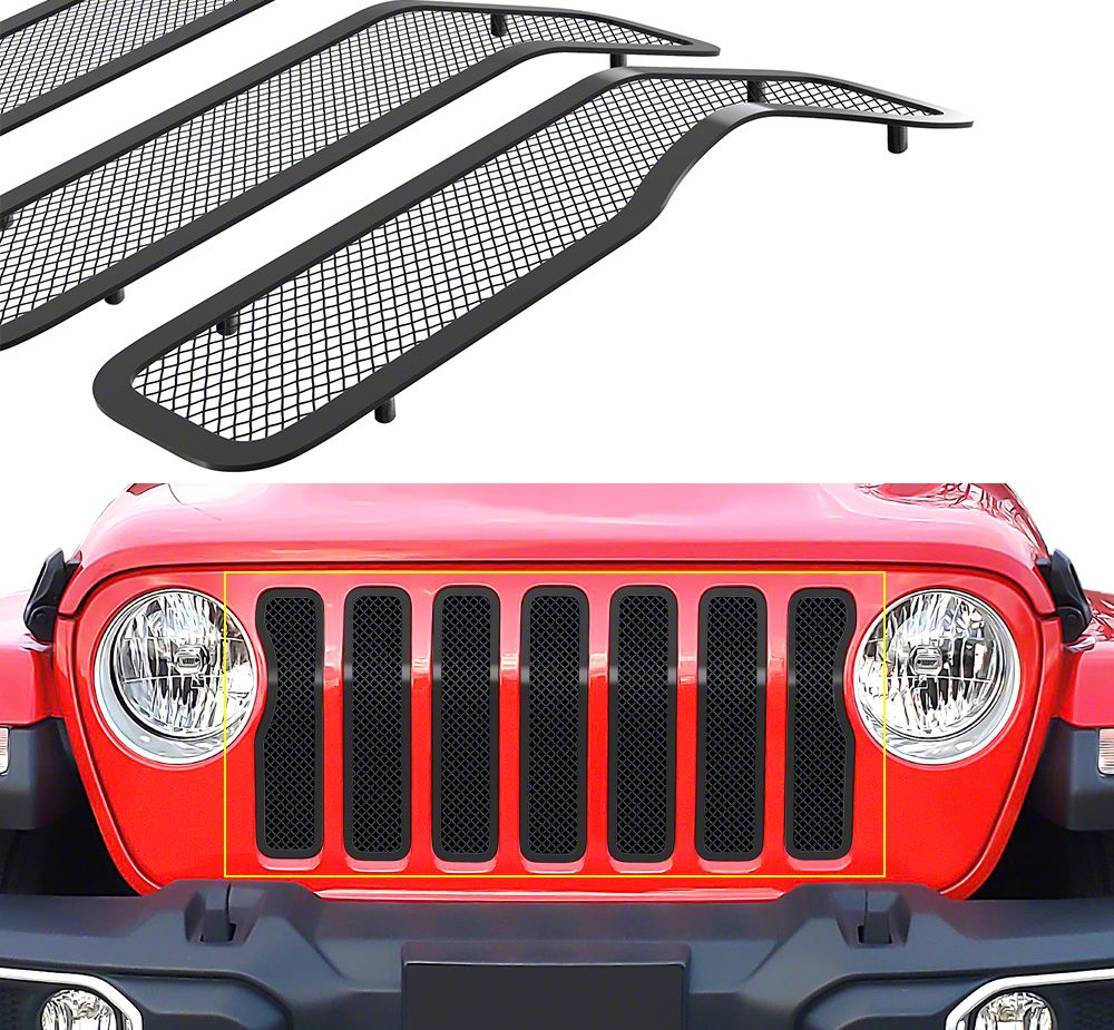 Jeep Gladiator Wire Mesh Upper Grille Insert; Black (20-24 Jeep ...