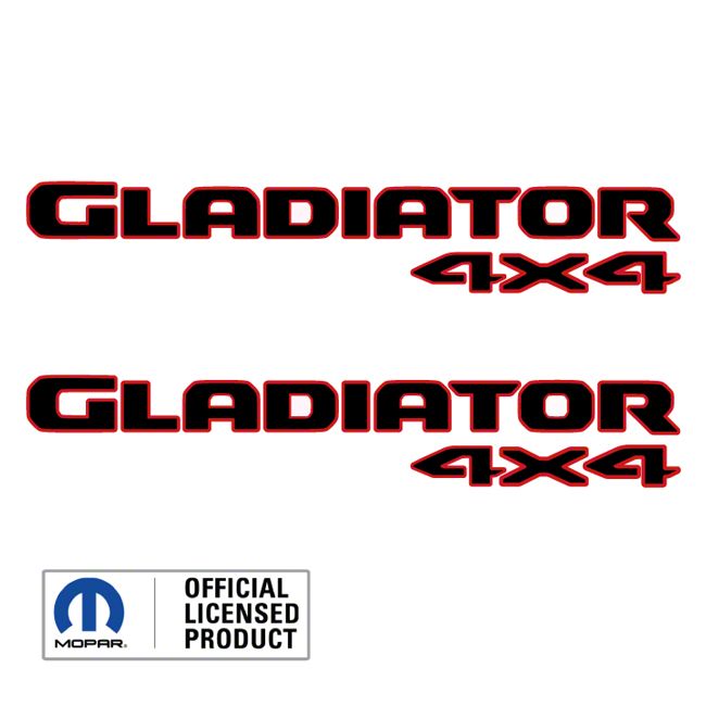 Jeep Gladiator GLADIATOR 4x4 Tailgate Logo; Black with Red Ouline (20 ...
