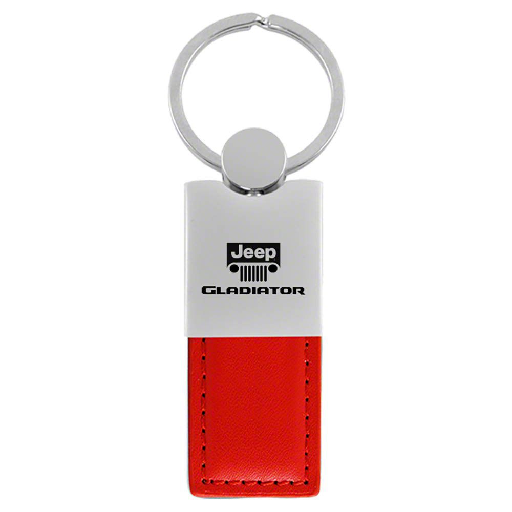 Jeep Gladiator Gladiator Duo Leather / Chrome Key Fob; Red