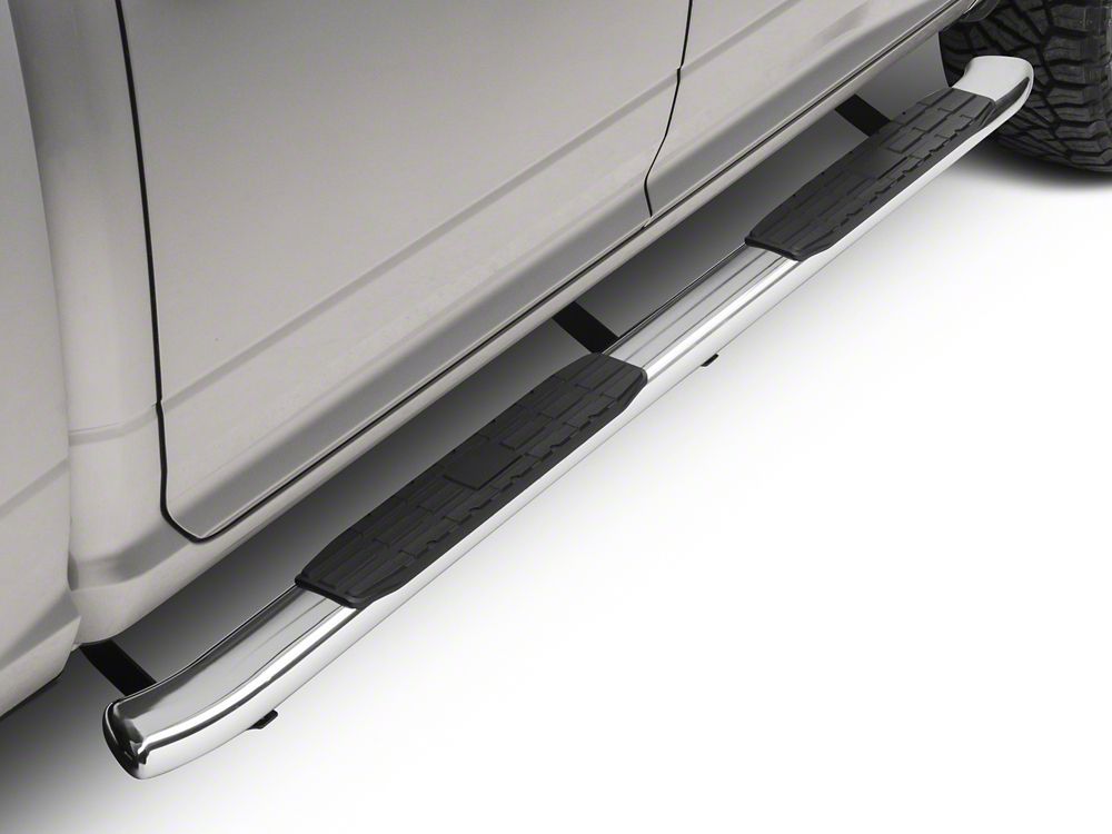 Ram 1500 Barricade Pinnacle 4 Inch Oval Bent End Side Step Bars Stainless Steel 09 18 Quad Cab Crew Cab