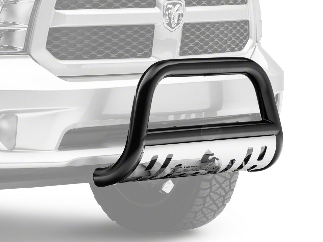 RAM 1500 Bull Bar with Stainless Steel Skid Plate; Black (09-18 RAM ...