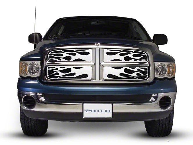Putco RAM 1500 Flaming Inferno Upper Overlay Grilles; Polished 89132 ...