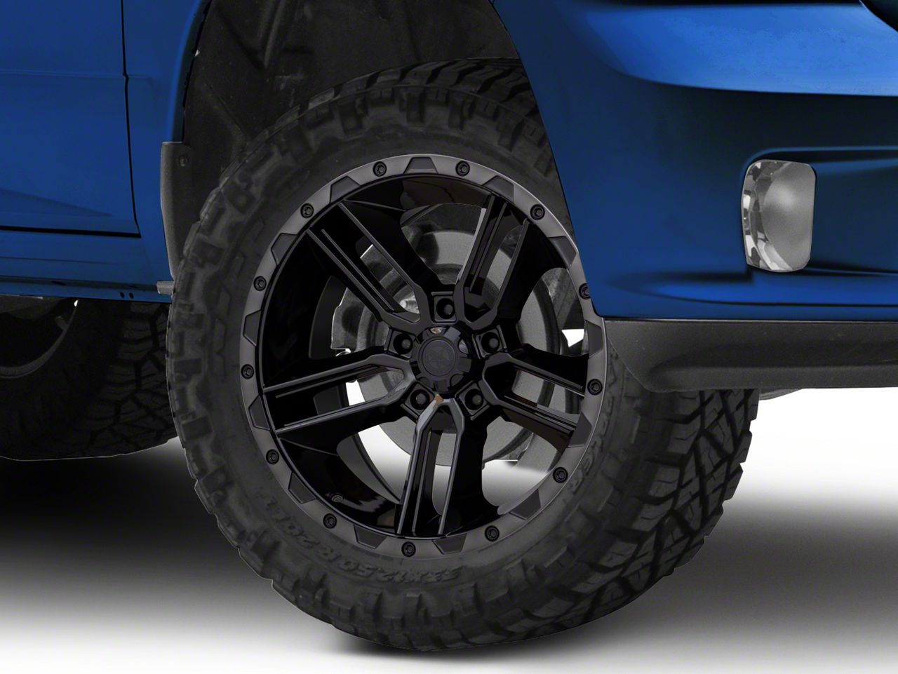 American Outlaw Wheels RAM 1500 Railcar Gloss Black with Machined Edge ...