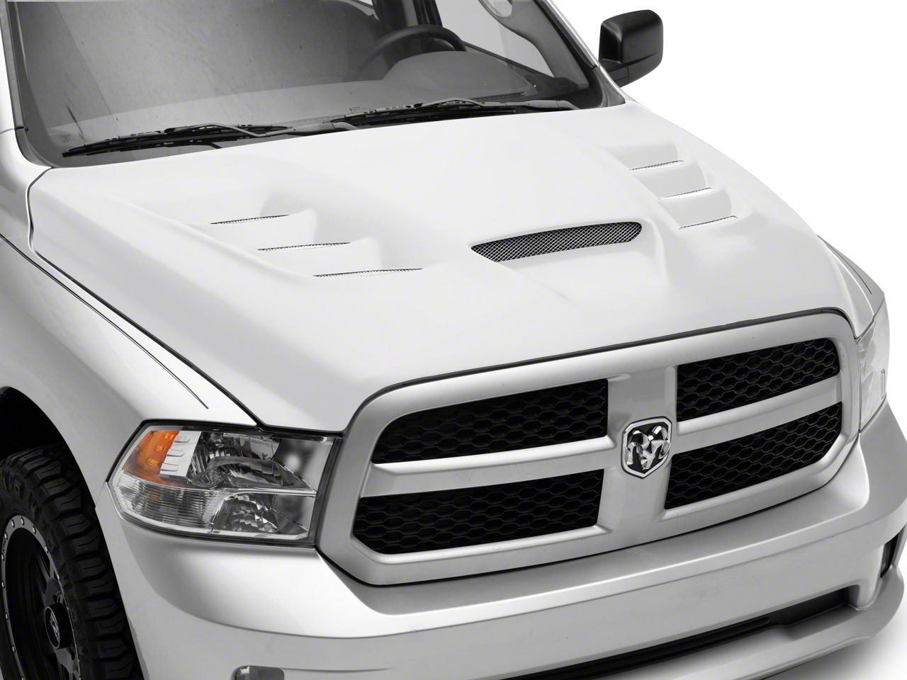 RAM 1500 VIP Style Ram Air Hood; Unpainted (09-18 RAM 1500, Excluding ...