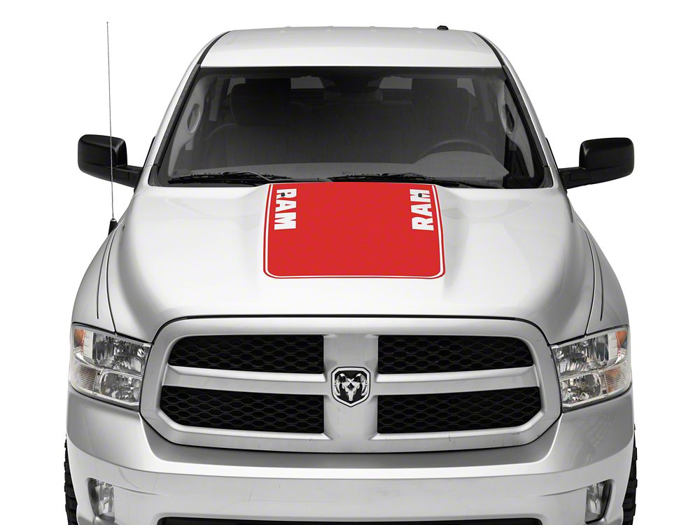 RAM Licensed by RedRock Hood Decal with RAM Logo; Red (09-18 RAM 1500 ...